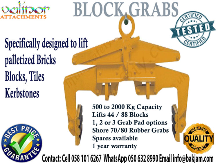 CONCRETE BLOCK GRAB LIFTER-MANUAL-HYDRAULIC