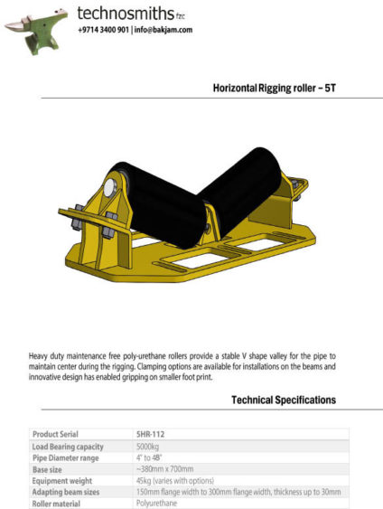 10 TON PIPE RIGGING ROLLERS AND BEAM CLAMP ROLLERS